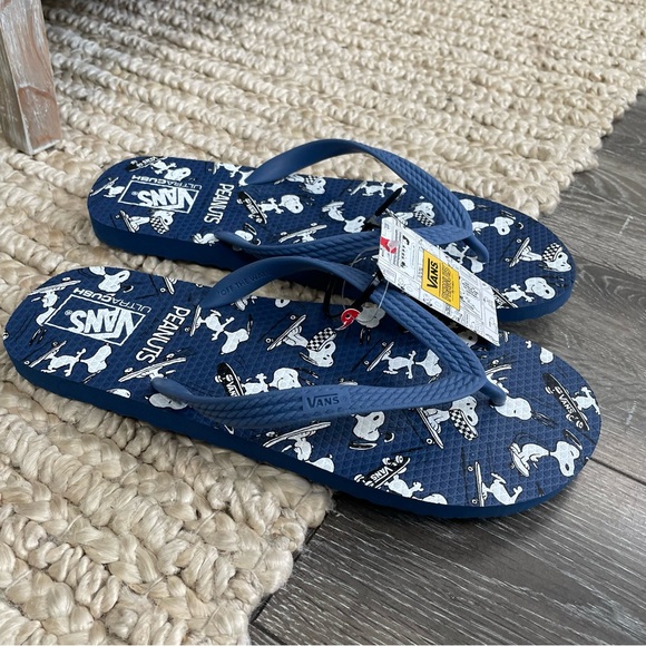 Vans | Shoes | Vans X Peanuts Mens Sandal Flip Flops Size 3 New Navy ...